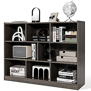 Giantex Wood 8 Cube Bookcase, Open Freestanding 3-Tier Bookshelf, Multipurpose Display Shelf for Living Room, Bedroom, Children's Playroom, Reading Room