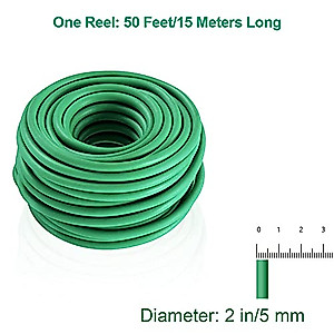 Soft Plant Ties, Garden Ties TPR Flexible Durable Heavy Duty Twist Wire for Twine Tomato Branches Vines and Tying Up Cable Wires (Green) (50 Feet / 15m) 5mm