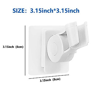 KnnRiim Shower Head Holder,Plastic Bathroom Strong Adhesive Showerhead Adapter,Wall Mount Adjustable Handheld Shower Head Holder Bracket,Waterproof,Relocatable Shower Wand Holder,White