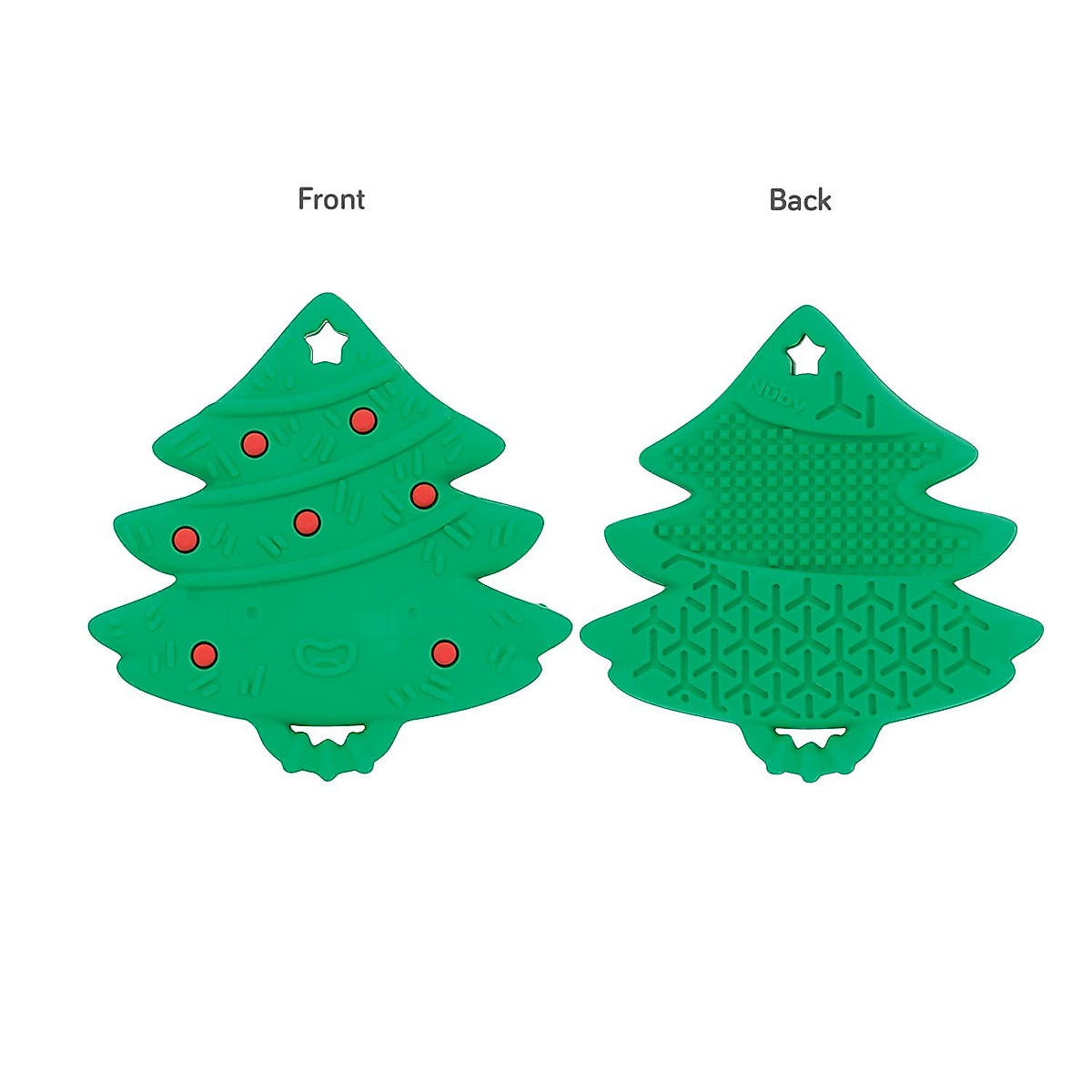 Nuby All Silicone Holiday Tree & Gingerbread Man Cookie Teether – 2 Pack, 3+ Months