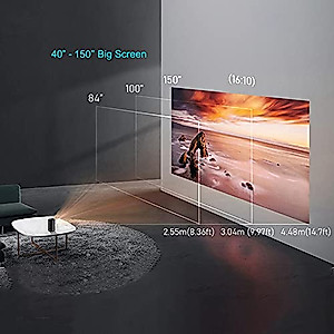 ANXONIT Portable Projector,DLP Pico Mini Projector with Bluetooth HDMI,200 ANSI Lumen,Smart Android 8.1,Auto Focus,Rechargeable Battery (Black)