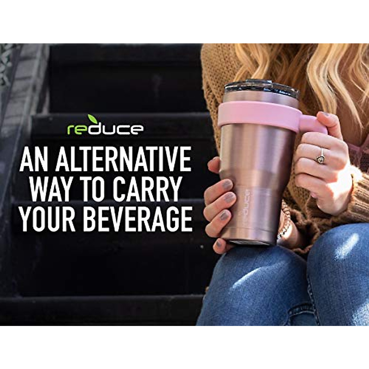 Reduce Cold 1 Handle for 30-34oz Stainless Steel Tumblers - Turn Your Tumbler into a Travel Mug - Ideal for On-The-Go Drinking - Dishwasher Safe, BPA Free - Designed for Reduce Drinkware Only