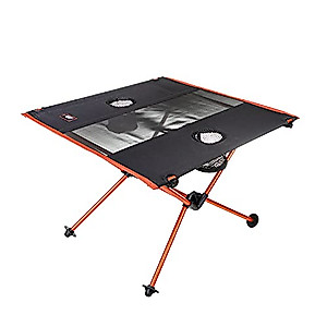 Cascade Mountain Tech Ultralight Camp Table - Lightweight for Backpacking, Camping, Sporting Events, Beach, and Picnics with Carry Bag - Black/Orange