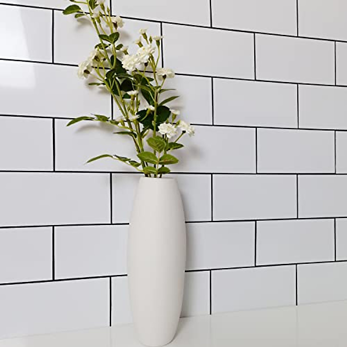 AULIGET 100-Piece Polished White Thick PVC Peel and Stick Backsplash, 3" x 6" Waterproof Subway Tile Peel and Stick Wall Tiles for Kitchen & Bathroom