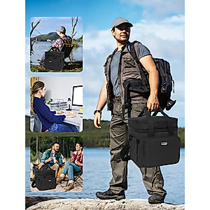 ESMNOAN 21L Large Lunch Bag, Waterproof Leakproof, Double Deck Lunch Box, Keep Warm or Cold For Work Travel Picnic, Black