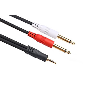 Devinal 1/8 inch Male Stereo to Dual 1/4 Mono Male Audio Cable, 3.5mm TRS to Dual 6.35mm TS Y Splitter Breakout Cord, Gold Plated Heavy Duty Durable 15 Feet