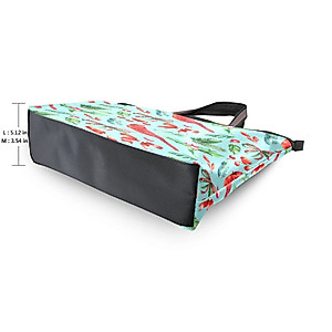 JSTEL Christmas Tote Bag with Pockets,Christmas Holly Berries Tote Purse Xmas Tote Bag Happy New Year Gift