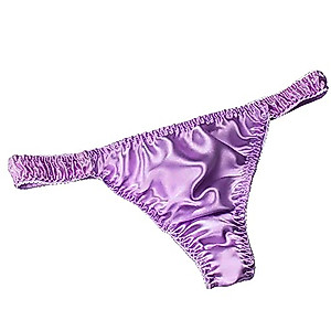 LingDooo Women 3Pairs Pure Silk String Bikini Panties Sexy Wear Soft Thong Healthy Summer Beach Underwear S-XL (XL, A)