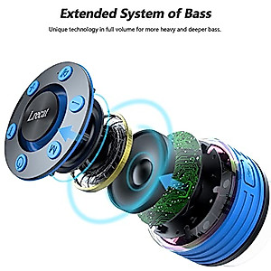 Bluetooth Shower Speakers, Portable Wireless Outdoor Speaker with HD Sound, Bluetooth Speaker with 8H Playtime, FM Radio, Handsfree LED Light Show with Suction Cup, IPX7 Waterproof for Travel/Party