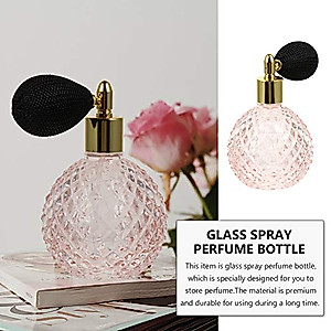 FOMIYES Vintage Perfume Bottle, 100ML Crsyle Spray Bottle Refillable Empty Glass Bottle Perfume with Air Bulb for bartender Home Bar (Pink)