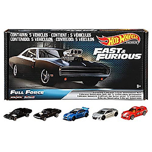 Hot Wheels Fast & Furious: Full Force Re-Release 5 Premium All-Metal Castings Real Riders Wheels in Original Packaging in One Exclusive Bundle Box [Amazon Exclusive]