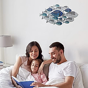 Metal Fish Wall Decor Handcrafted Fish Art Summer Metal Wall Sculpture Marine Decor for Coastal Nautical Beach or Boat Decor Collector Vacation House Blues Silver Wall Art Bedroom Bathroom Living Room