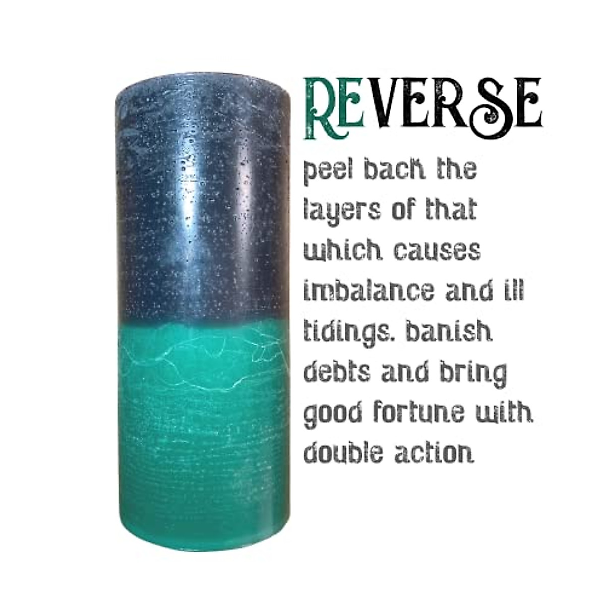 Jinx Reversal Candle by Five Corners Co - 2x4 Double Action to Banish Debt and Attract Prosperity - Candle Magic for Spells, Conjure and Witchcraft - Black Green Scented Pillar Candle