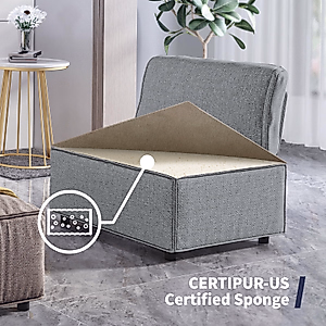 ZAFLY Modular Sectional Sofa Couch, U/L Shaped Couch with Oversized Seats, Ottoman, Convertible Modern Linen Fabric Reversible Chaise, Sofa Sleeper for Living Room, Apartment 120.4" W (Light Gray)