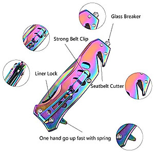 ALBATROSS EDC Cool Sharp Tactical Folding Pocket Knife,SpeedSafe Spring Assisted Opening Knifes with Liner Lock,Pocketclip,Glass Breaker,Seatbelt Cutter(Multi)