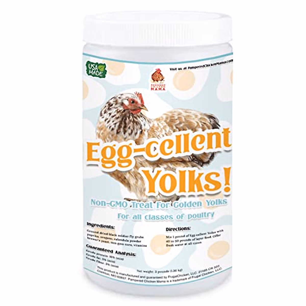 Pampered Chicken Mama Egg-Cellent Yolks: Organic Chicken Feed Supplement & Duck Food for Golden Yolks (2.5 pounds)