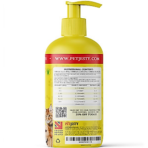 PetJesty Pure Omega 3 Oil for Dogs & Cats 26.39oz - Omega 3 Skin & Coat Support- Liquid Food Supplement for Pets - Vegan pet + DHA for Joint Function, Immune & Heart Health, Non Fish Oil Dog and Cat
