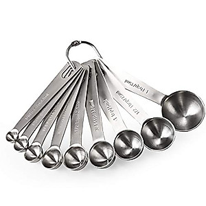 Measuring Spoons: U-Taste 18/8 Stainless Steel Measuring Spoons Set of 9 Piece: 1/16 tsp, 1/8 tsp, 1/4 tsp, 1/3 tsp, 1/2 tsp, 3/4 tsp, 1 tsp, 1/2 tbsp & 1 tbsp Dry and Liquid Ingredients