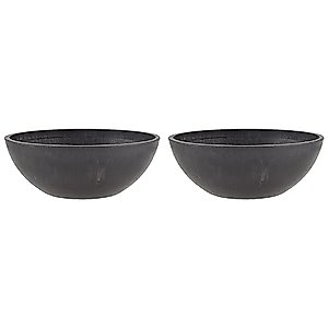 PSW Arcadia Products, Centerpiece Bowl, Fairy Garden Planter M20DC, 8 Inch, Dark Charcoal (Pack of 2)