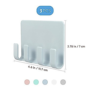 UKCOCO Cell Phone Wall Mount, 3 Pack Multi Purpose Plastic Phone Charging Dock Holder Shaving Razor Towel Hook Bracket for Smartphone Tablet eReader (Mixed Color)