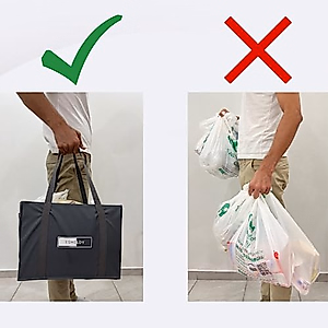 ESMELDY - PRO Reusable Grocery Bags - Reusable Shopping bags for groceries (Kit of 3) grocery tote Bags with Long Handles, Reinforced Bottom and separator, Foldable shopping bag