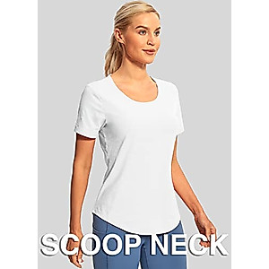 Hiverlay Workout Shirts for Women Short Sleeve Scoop Neck Tops Athletic Quick Dry Gym T-Shirts Yoga Running Tee White XXXL
