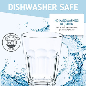 12 Oz Drinking Glasses Tritan Acrylic Cups Set By Decor Works - Glassware Plastic Tumblers - Water Glasses Acrylic Glasses - BPA Free & Durable - Dishwasher Safe Drinking Glasses Set Of 6