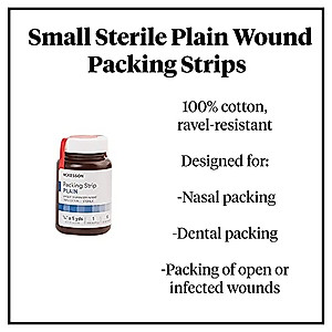 McKesson Packing Strip, Sterile, Plain, 100% Cotton, 1/4 in x 5 yds, 12 Count