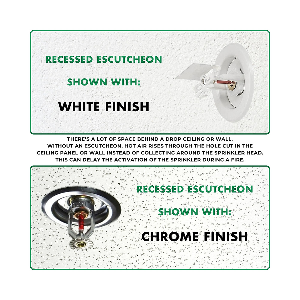 Recessed Fire Sprinkler Escutcheon 1/2 in. IPS - 2 Piece in Chrome - Depth Adjustment Range up to 3/4 in. for Fire Sprinkler Trim