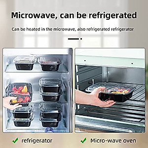 hemind Food Prep Containers 50 Pack Meal Prep Containers for Food 2 Compartment Bento Lunch Box Container, 32 oz Food Grade Safe Usage