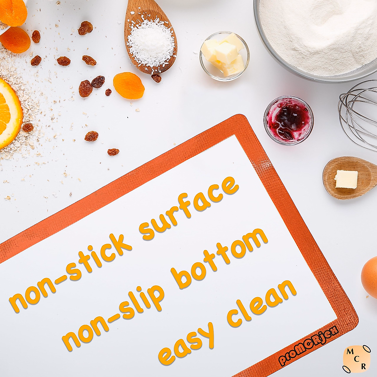 proMCRjex Silicone Baking Mats Full Sheet Non-Stick Cookie Sheet Large Silicon Baking Mat Set (16"x 24" Pack of 2)