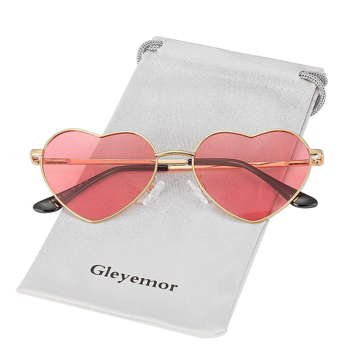 Polarized Heart Shaped Sunglasses for Women Metal Frame Cute Lovely Glasses 100% UV Protection (Gold/Clear Pink)