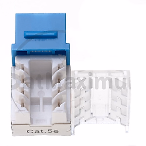 Cat5e Keystone Ethernet Wall Jack Punch Down UTP 45-Degree (Easier Termination Than 90-Degree), RJ45 Slim Profile Speed Termination 45° Angled Blue (50 Pack)