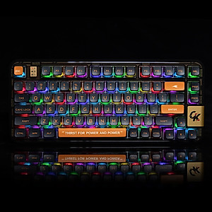 GK GAMAKAY GK75 75% RGB Transparent Gasket Mechanical Keyboard, Bluetooth/USB-C Wired/2.4GHz Wireless 80 Keys Hot Swap Gateron Yellow Switch 2.0 KSA Profile PBT Keycaps Gaming Keyboard (Black)