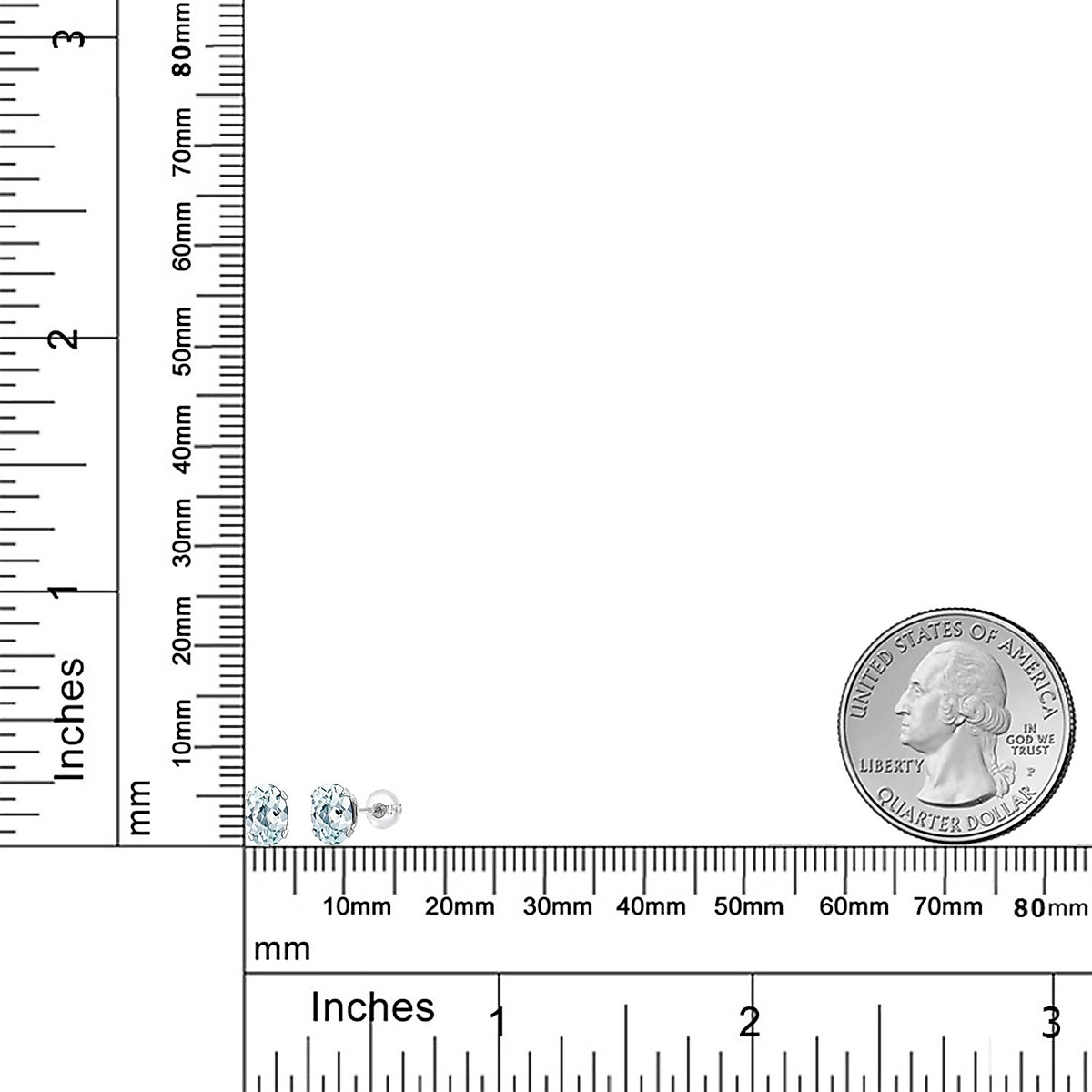 Gem Stone King 10K White Gold Gemstone Birthstone Earrings | Oval 6X4MM Stud Earrings | White Gold Earrings for Women