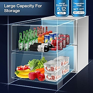 ICEJUNGLE 24 inch Undercounter Refrigerator, Outdoor Fridge for Patio, Wine and Beverage Refrigerator, Drawer Refrigerator Under Counter Fridge Ideal for Home and Commercial