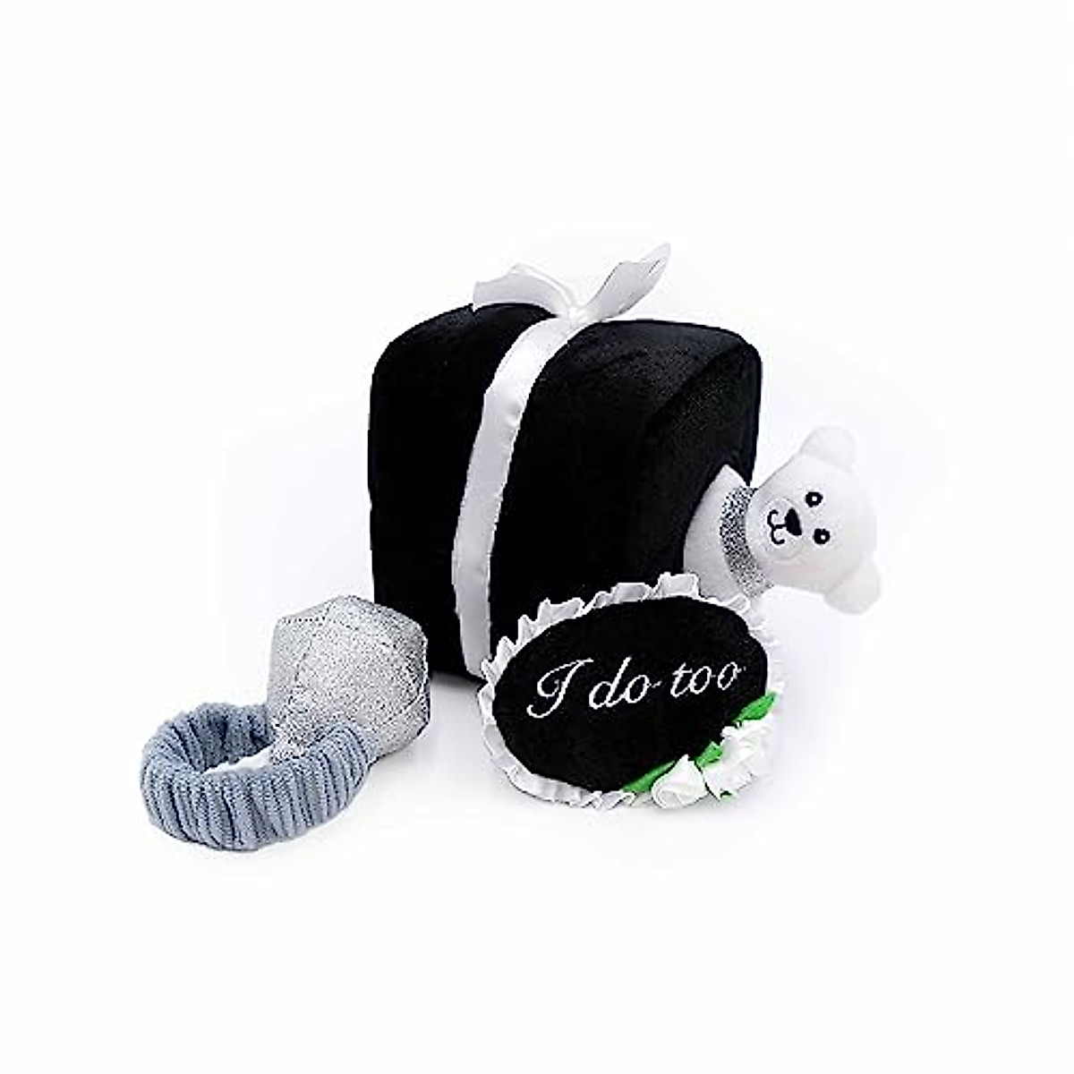 ZippyPaws Wedding Dog Toys - Wedding Ring Box Burrow, Gifts for Dog Couples, Fun Dog Engagement Toys for Photos, Rehearsals, After-Parties, and Wedding Gifts