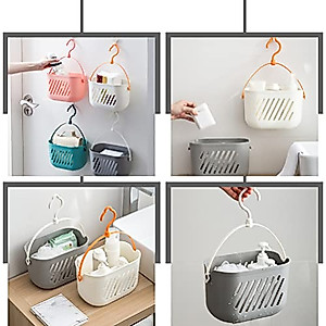 DOITOOL Plastic Hanging Shower Caddy Basket: Connecting Organizers Storage Basket with Hook for Bathroom Kitchen Pantry Bathroom Dorm Room（9.1x5.5x5.1inch）