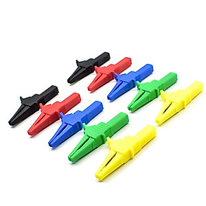 5 Colors 10Pcs 1000V 32A Heavy Duty Full Insulated Automotive Car Battery Alligator Clips Electrical Test Clips with 4mm Banana Jack Socket Terminals for Multimeter Test Leads