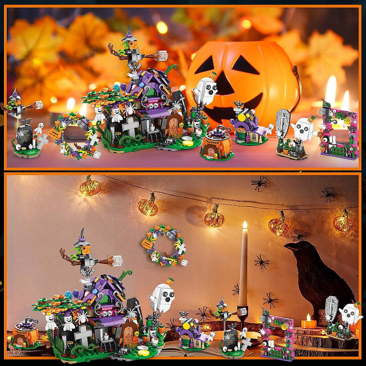 Halloween Building Set for Kids -Halloween Toys Ghost Pumpkin Building Kit for Kids Party Favors for Goodie Bags Stuffers for Boys & Girls 6 up