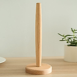 Firlar Wooden Standing Paper Towel Holder, Wood Reel Tissue Holder Rack Countertop Wooden Paper Roll Holder for Kitchen Living Bedroom Home Decoration