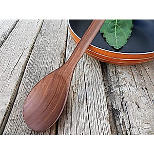 Wooden Spoon for Cooking, 14 Inch Walnut Wood Mixing Spoon for Soup Stirring, Nonstick Kitchen Serving Spoons Scooper Utensil with Long Comfortable Handle Smooth Finish Tableware