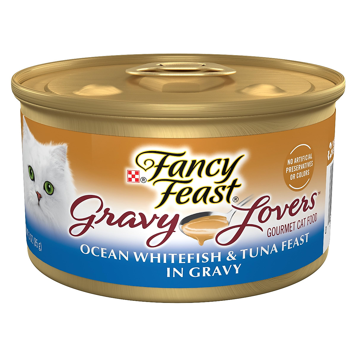 Purina Fancy Feast Gravy Lovers Ocean Whitefish and Tuna Feast Gourmet Cat Food in Wet Cat Food Gravy - (Pack of 24) 3 oz. Cans