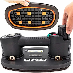 Grabo Pro Electric Vacuum Suction Cup Lifter 375# Max Load Tile Heavy Lifting Tool with Automatic Turn On/Off Pump Function Digital Display Li-ion Battery Portable / FREE GLOVES
