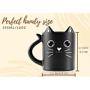 Onebttl Funny Cat Coffee Mug, Cat Mug with Cat Ears and Cat Tail Handle, Cat Gifts for Cat Lovers on Christmas, Birthday - Best Cat Mom Ever
