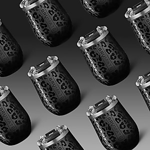 BrüMate Uncork'd XL MÜV - 100% Leak-Proof 14oz Insulated Wine Tumbler with Lid - Vacuum Insulated Stainless Steel Wine Glass - Perfect For Travel & Outdoors (Onyx Leopard)