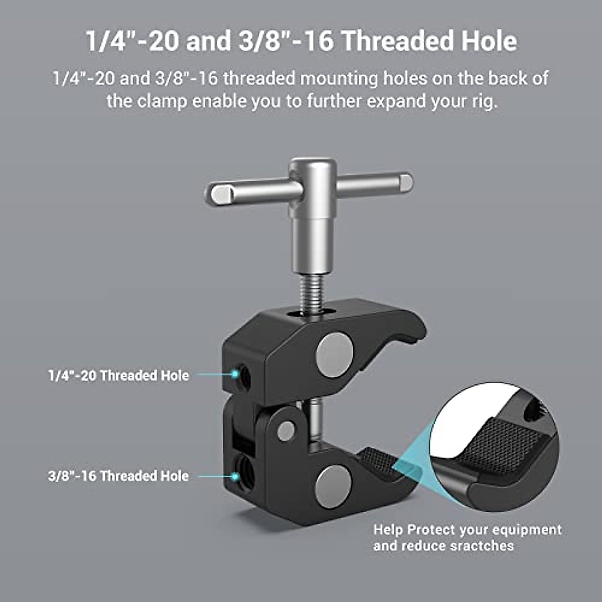 SmallRig Super Clamp w/ 1/4" and 3/8" Thread and 5.8 Inches Adjustable Friction Power Articulating Magic Arm with 1/4" Thread Screw for LCD Monitor/LED Lights - KBUM2730