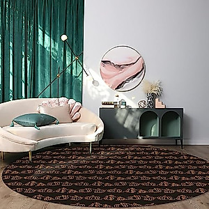 Black Gold Pumpkins Round Area Rug 4ft,Washable Outdoor Indoor Carpet Runner Rug for Bedroom,Kitchen,Living Room,Office,Area+Rug Large Bath Door Desk Mat Thanksgiving Fall Harvest Autumn Festival