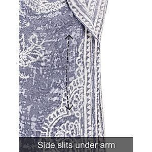 Breezy Lane Women's Kimono Beach Coverup Summer Cardigan Swimsuit Cover Up with Grey Floral Print