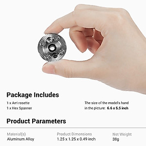 SMALLRIG Standard Rosette Bolt-On Mount (M6 Thread, 31.8 Diameter) for Camera Cage and Accessories - 1939